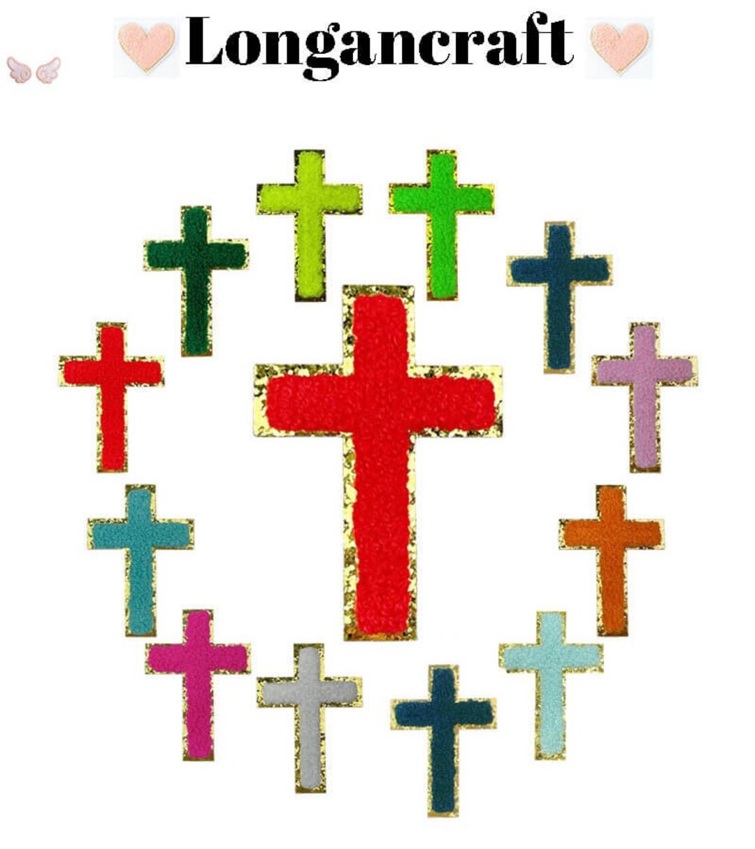 Color Cross Chenille Glitter Patch, Color Patch, Gold Glitter ...