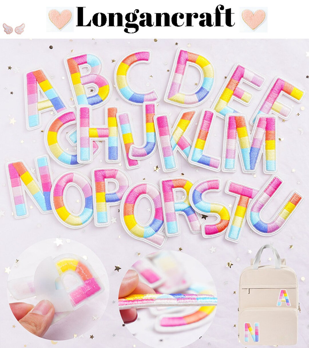 Rainbow Letter Embroidered Patch, DIY Name Alphabet Patches, Patches ...