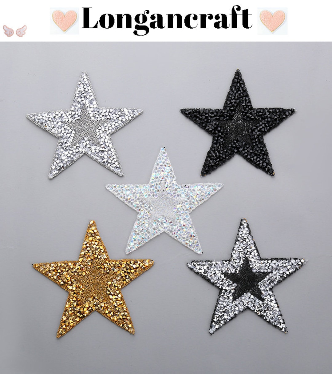2pcs Star Iron on Rhinestone Patch, Glitter Patch, Iron on Patches - Etsy