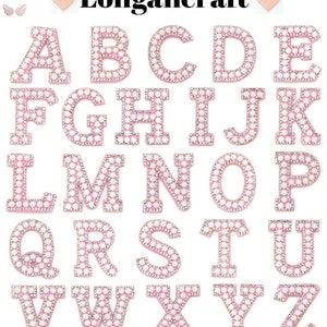 2.0 Inch Pink Beads Letter Patch, DIY Name Alphabet Patches, Patches ...