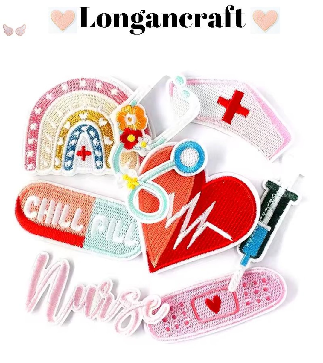 Medical Iron on Embroidery Patches, Rainbow, Pill, Stethoscope Patch ...