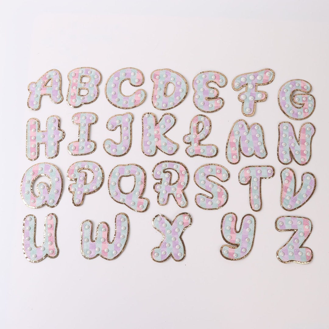 Beads Letter Patch 6.5cm Height, DIY Name Alphabet Patches, Rainbow ...