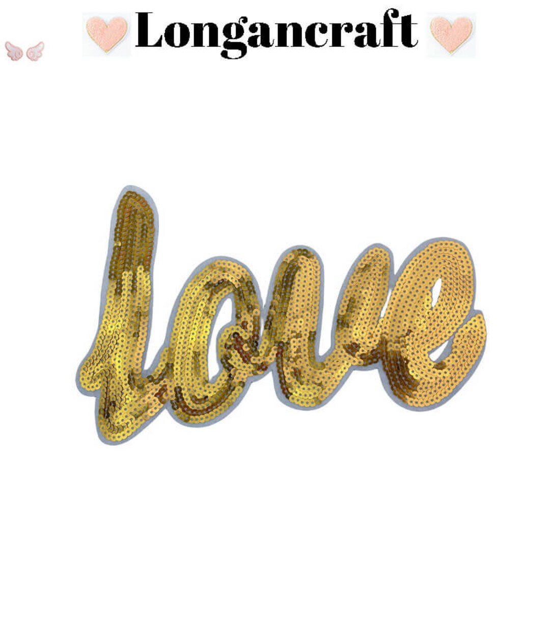 Big Sequin Love Embroidery Patch, Glitter Letter Love Sequins Patch ...