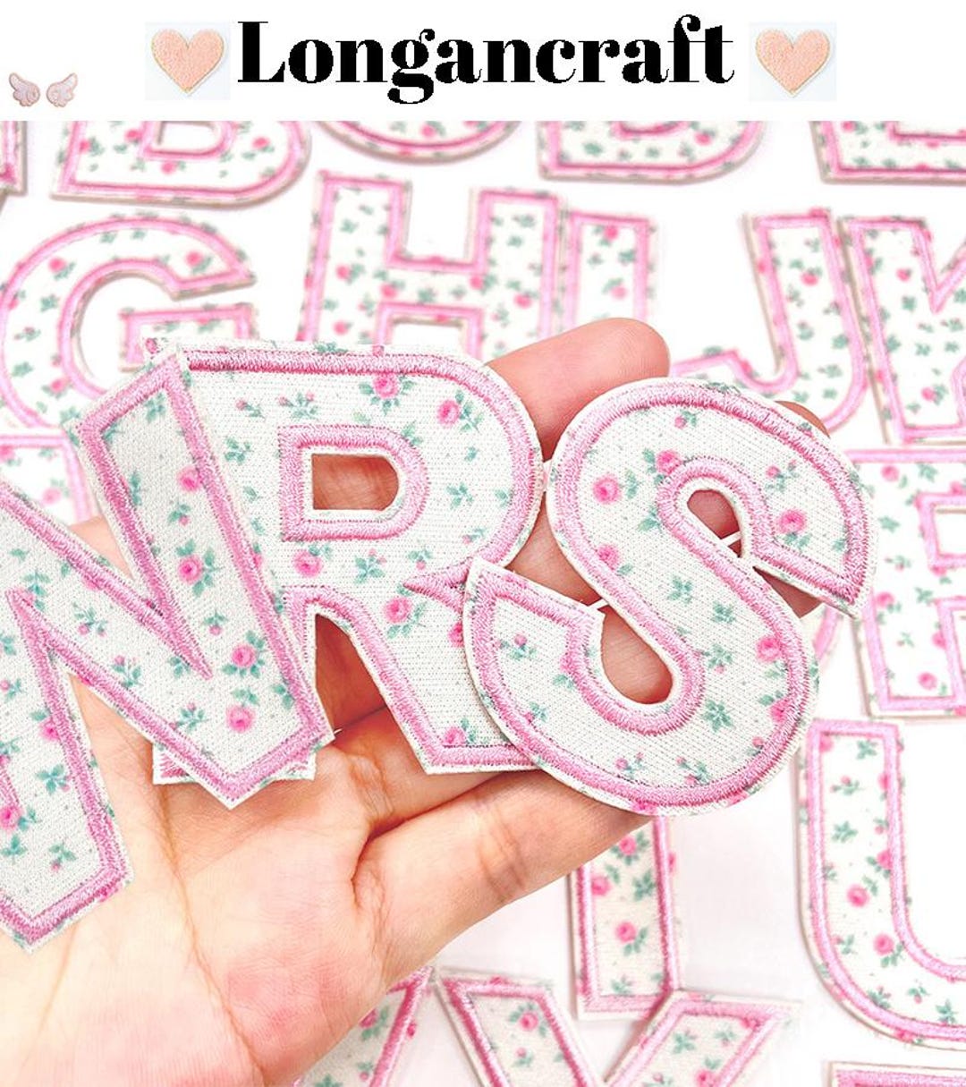 2.0 Inch Pink Floral Alphabet Patch, Self Adhesive Letter Patches - Etsy