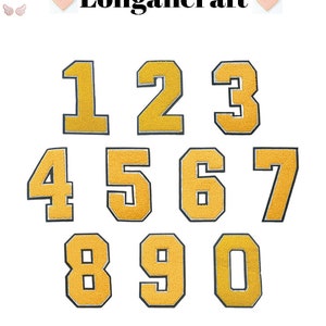 4.7 Inch Blue Chenille Embroidered Patch 0-9, Green Number Patch, Iron ...