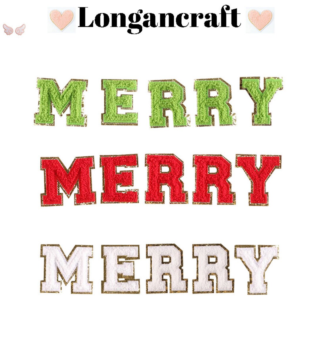 Merry Letter Patch, 2.1 Inch Christnas Letter Chenille Patch Set ...
