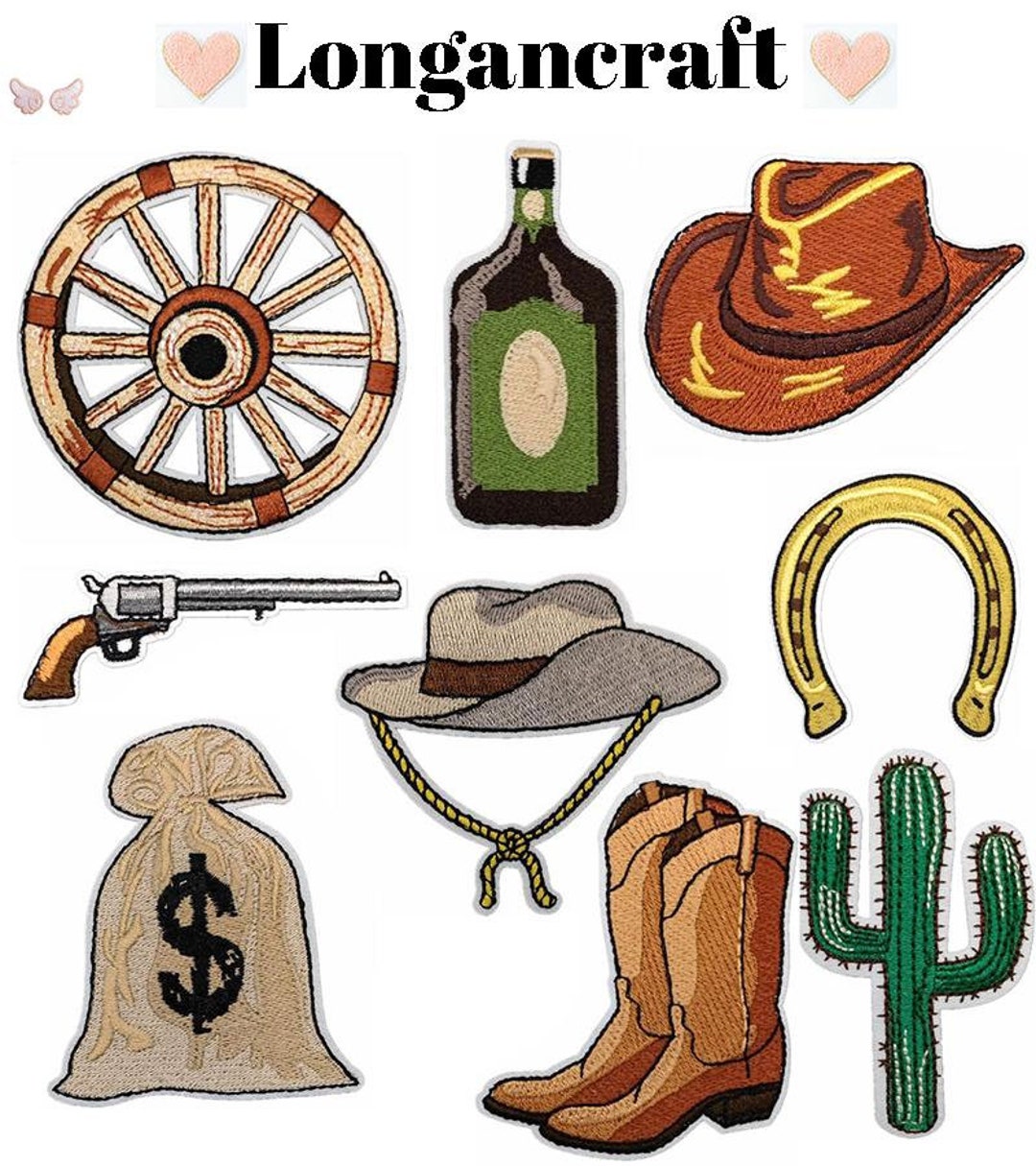 Cowboy Embroidered Patch, Hat, Horseshoe, Cactus, Boots Patches ...