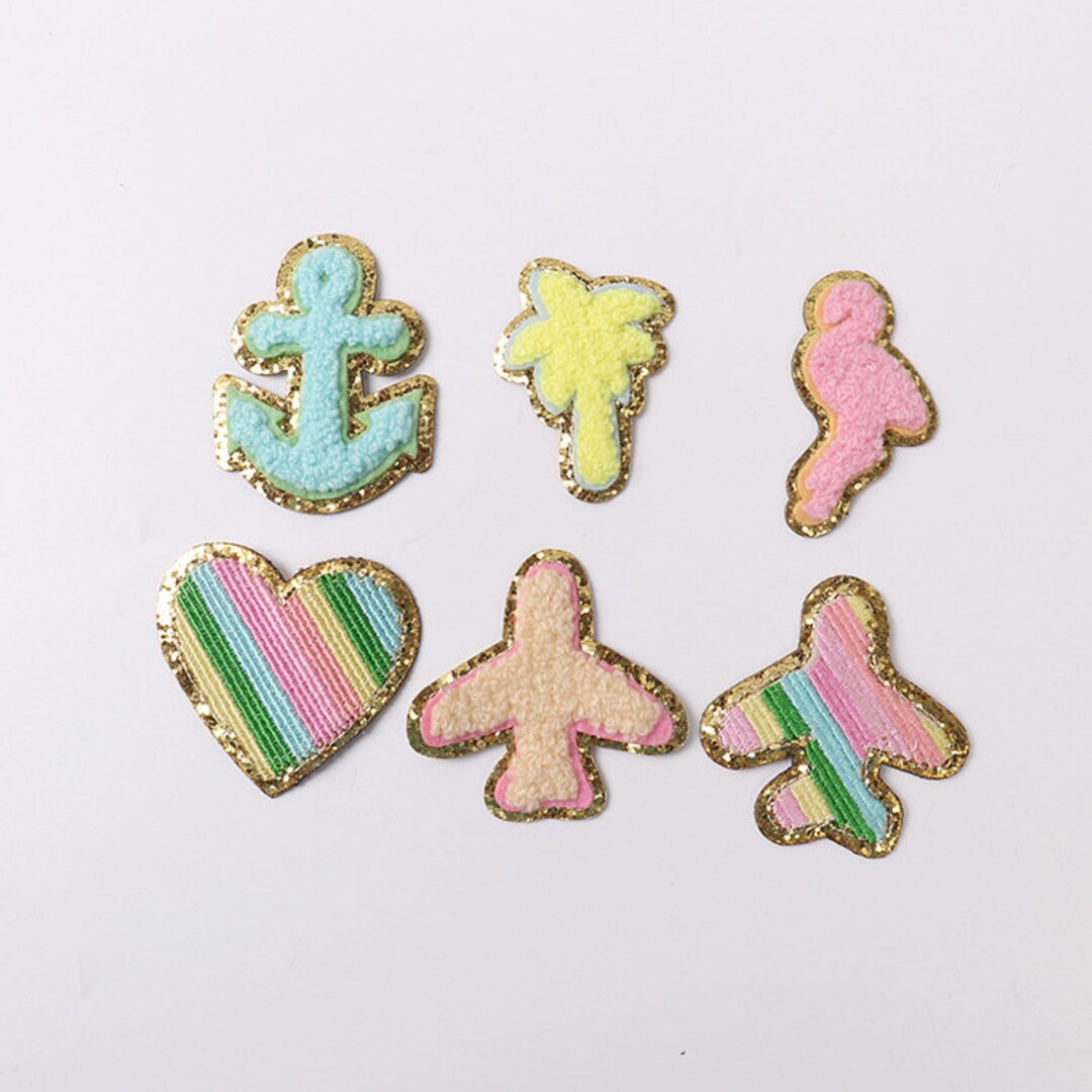 Colorful Star Chenille Glitter Patch, Heart Patch, Airplane Patch ...