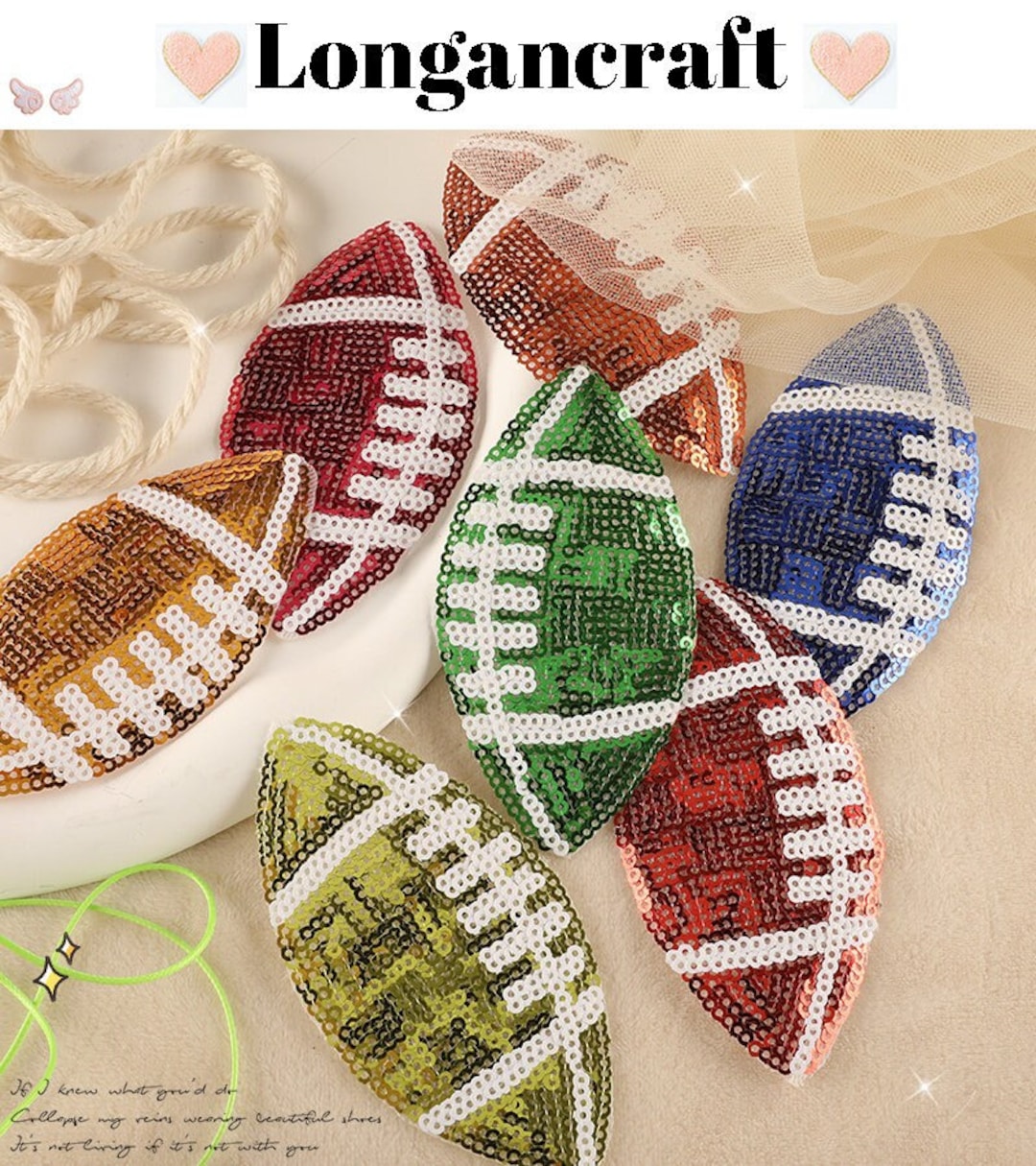 Ball Glitter Rhinestone Patch , Football Patch, Sequin Patch,iron on ...