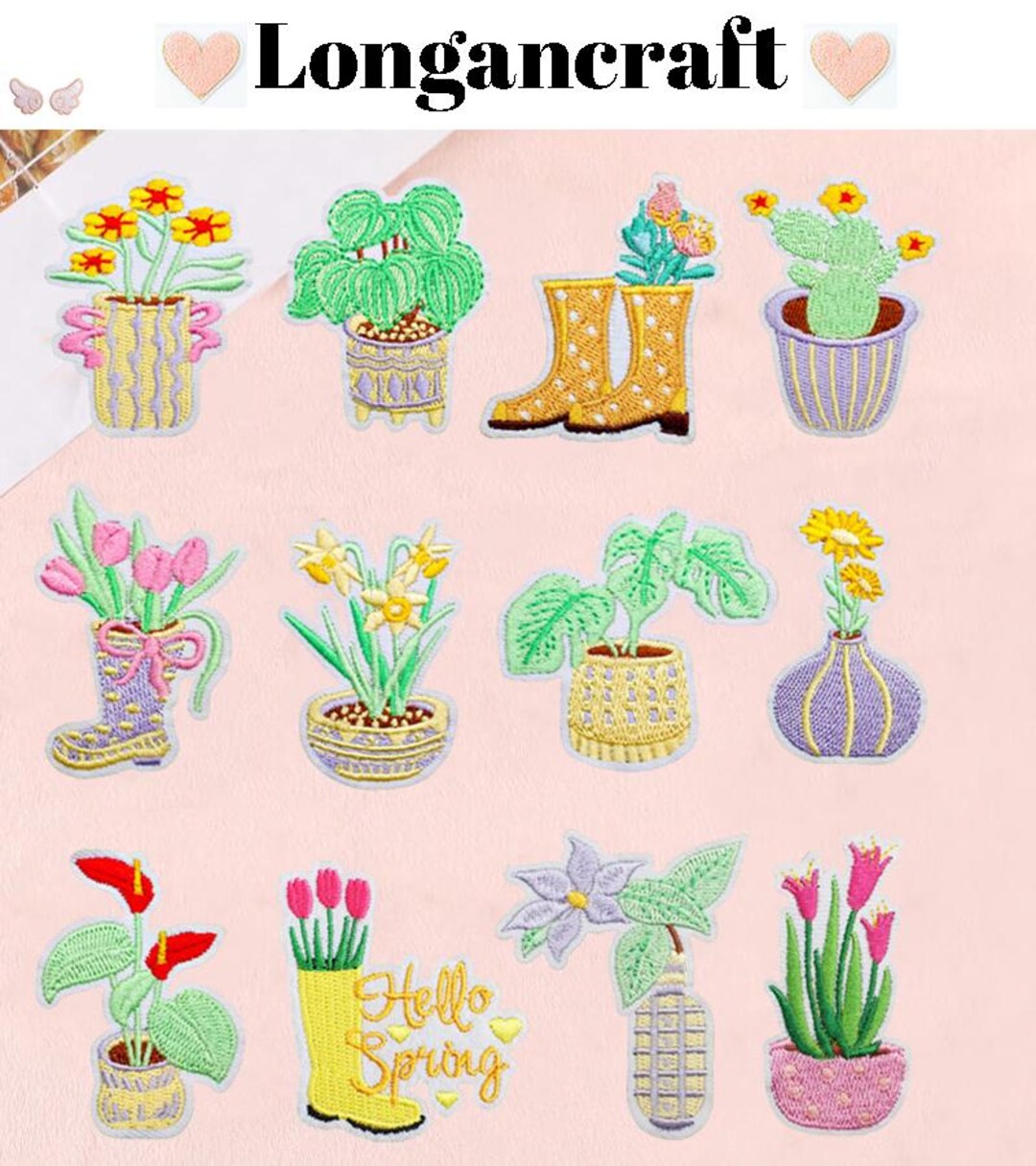 Potted Flowers Embroidered Patch, Tulip Patch, Lily Patches, Boots ...