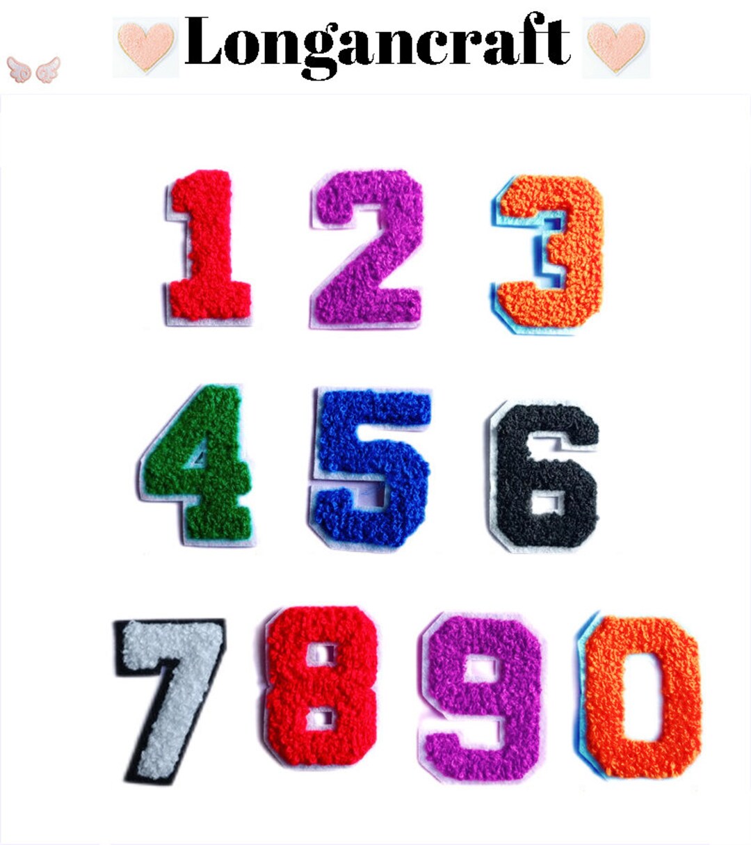 Colorful Chenille Patch 0-9 2.3 Inch , Number Patch, Iron on Patches ...