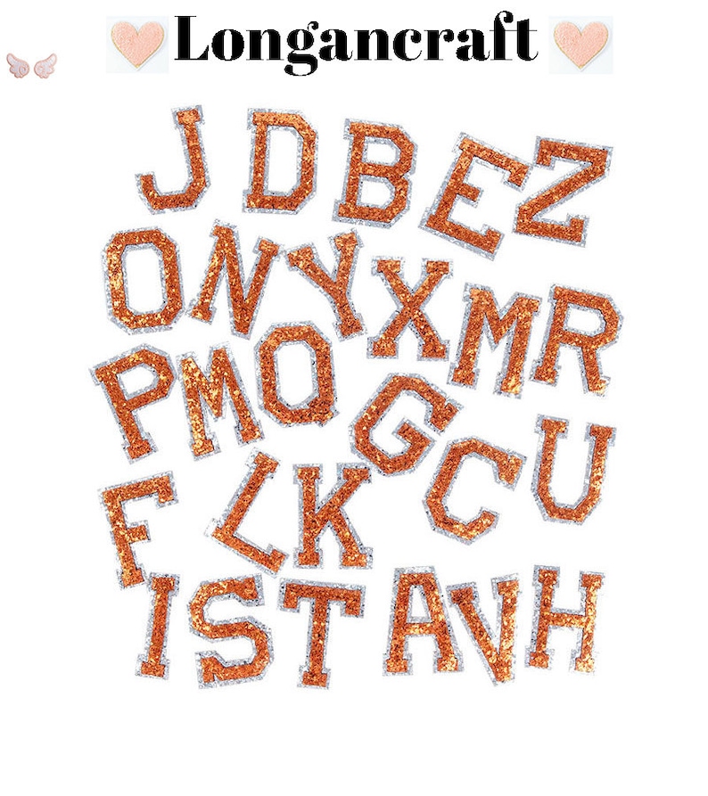 Color Letter Gitter Patch, 2.0 Inch Silver Iron on Patch, Sequin Patch ...