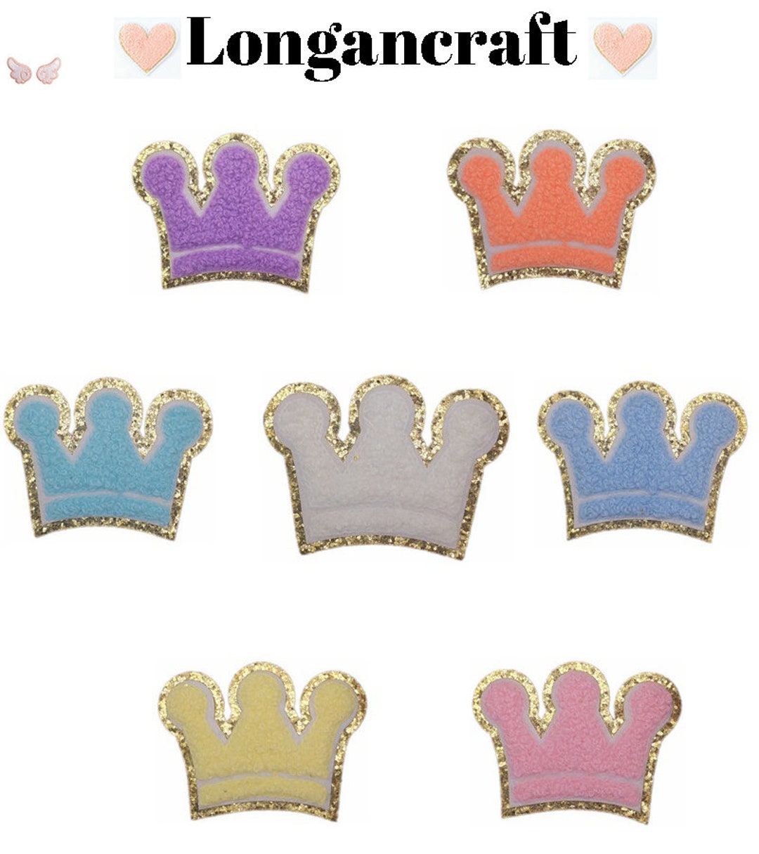 2.1 Inch Colorful Crown Patch, Gold Glitter Embroidered Patch, Crown ...