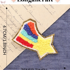 Rainbow Star Chenille Embroidery Patch, Color Patch, Gold Glitter ...