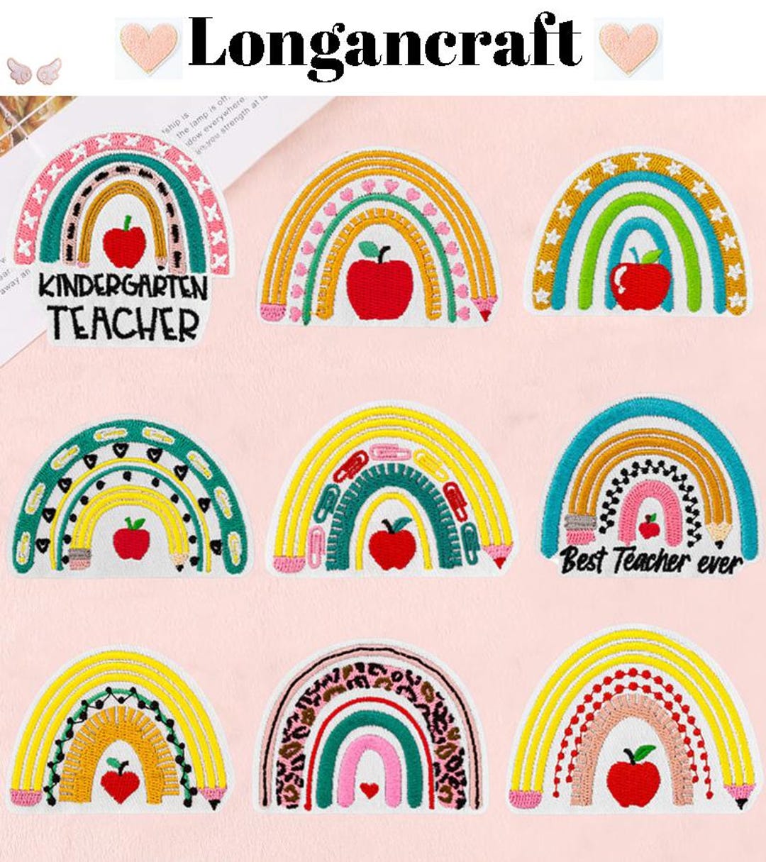 Pencil Rainbow Embroidered Patch, Teacher Patch, Pencil Patches, School ...