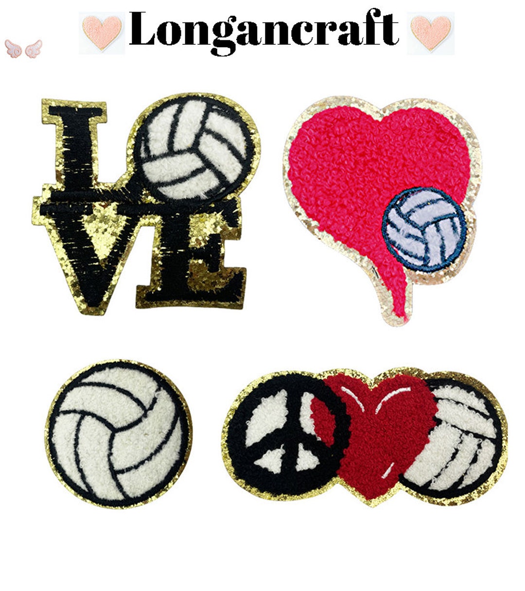 Volleyball Chenille Embroidered Patch, Love Patch, Heart Patch, Gitter ...
