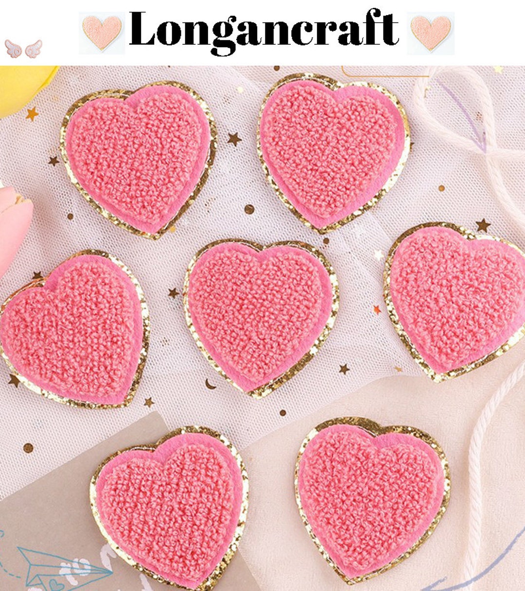 5pcs Pink Heart Chenille Patch, Heart Patch, Embroidered Patch, Sew on Patch - Etsy