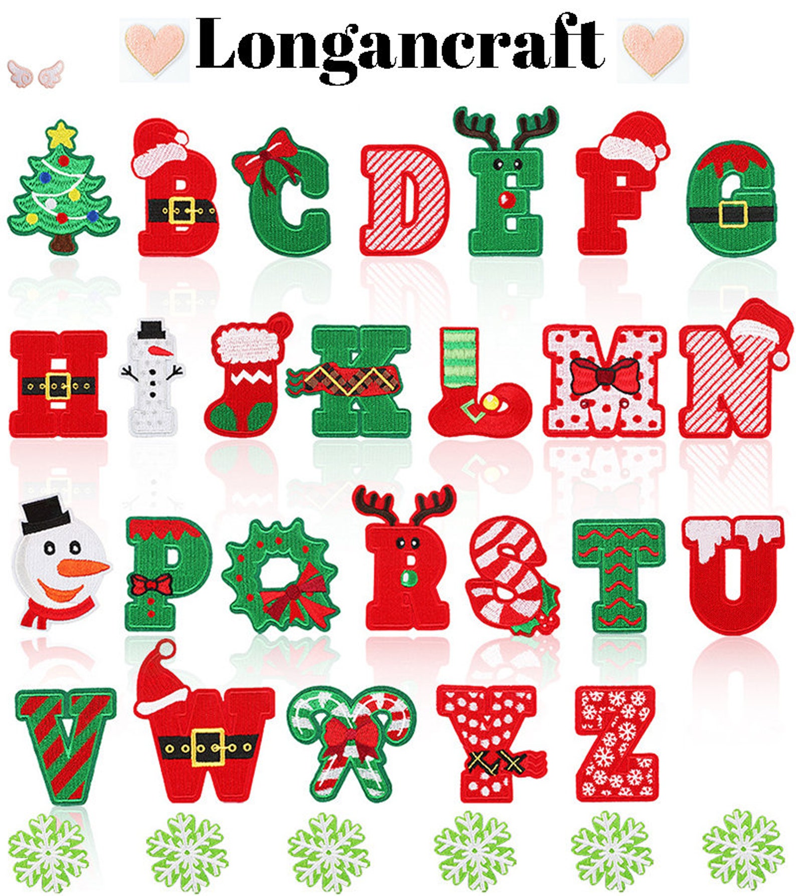 Snow Letter Embroidered Patch, Christmas Letter Iron on Patch ...