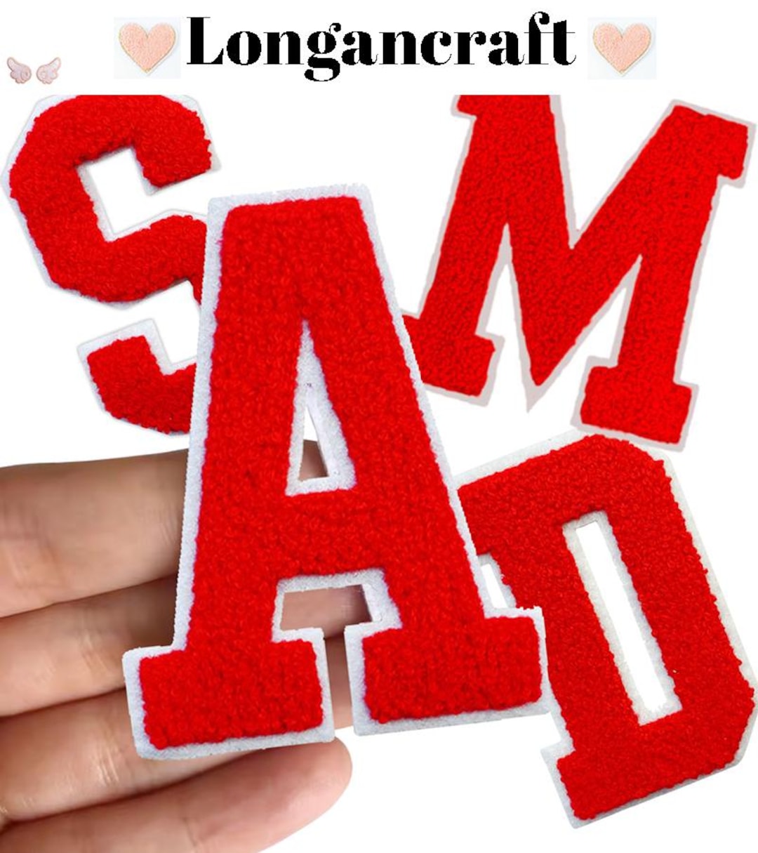 4.2 Inch Red Large Letters Patch, DIY Name Chenille Alphabet Patches ...