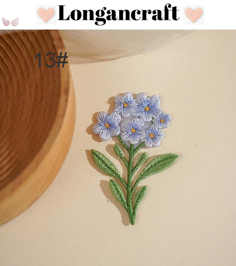 Flower Iron on Patches, Iris, Morning Glory Flower Embrodered Patch ...
