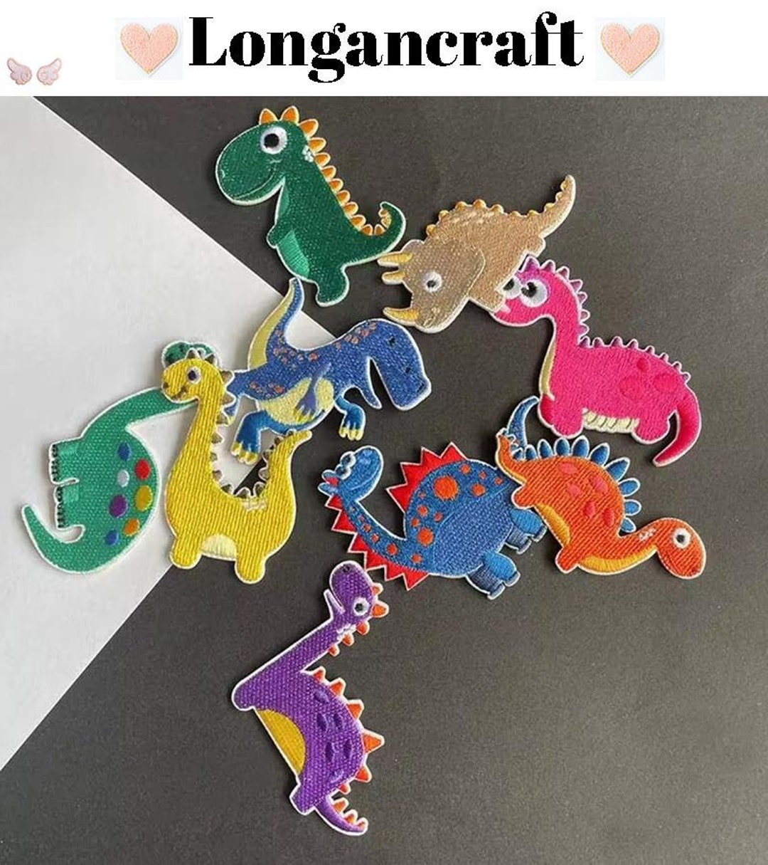 9pcs Dinosaur Embroidered Patches, Diplodocus, Triceratops ...