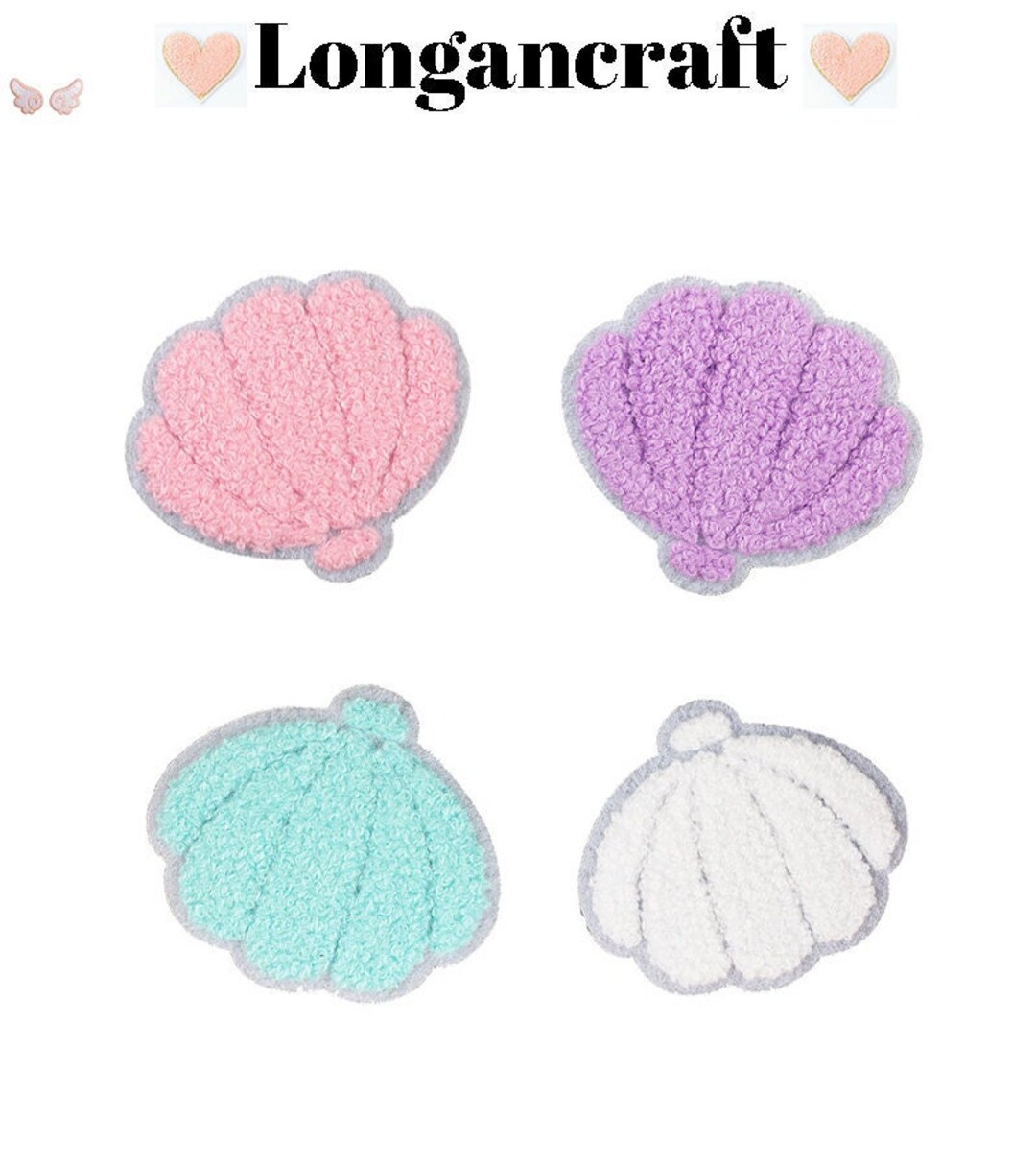 Shell Chenille Embroidery Patch, Color Patch, Gold Glitter Embroidered ...