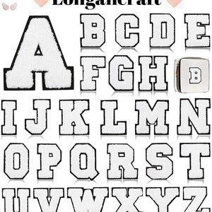 Black Letter Chenille Embroidered Patch, 2.7 Inch White Letter Iron on ...