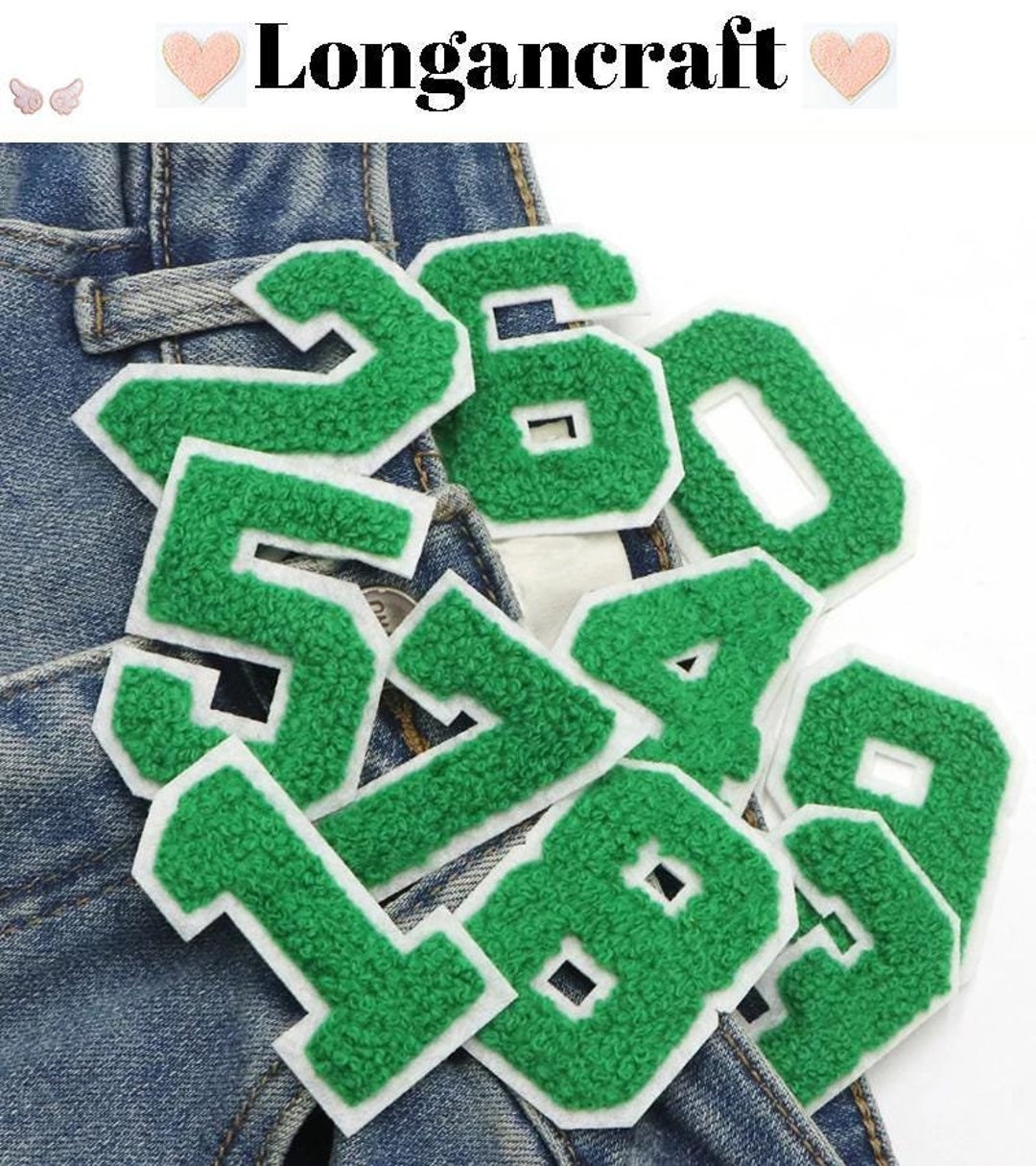 2.0 Inch Green Number Chenille Embroidered Patch 0-9, Number Patches ...