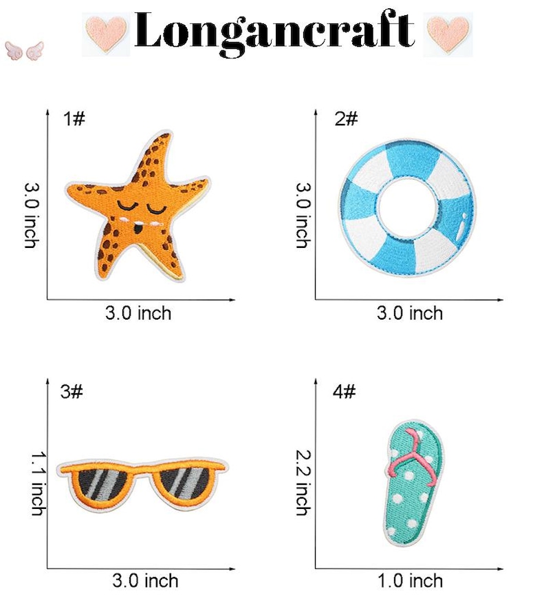 Summer Iron on Embroidered Patches, Beach Embroidery Applique, Palm ...