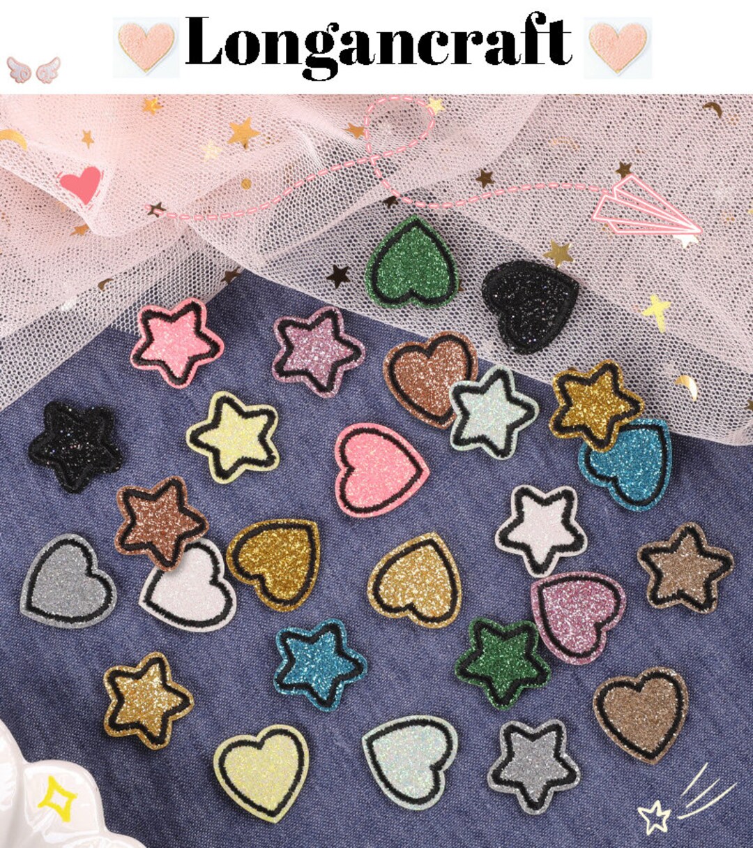 Colorful Mini Star Patch, Gold Glitter Star Sequin Patch, Patch for Decoration, Self Adhesive ...