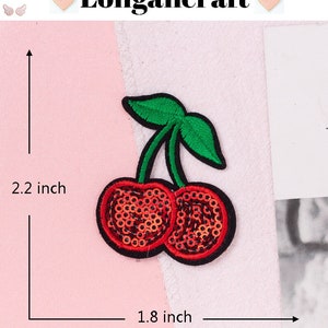 Sequin Fruit Embroidery Patch, Cherry, Grape, Apple, Watermelon, Straberry, Pineapple, Carrot ...