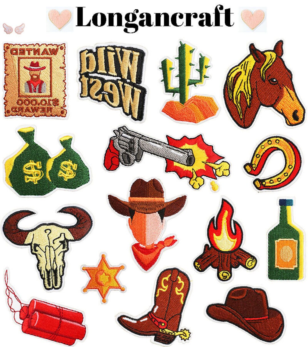 Cowboy Embroidery Patch, Western Patches, Boots, Horse, Hat, Cactus ...