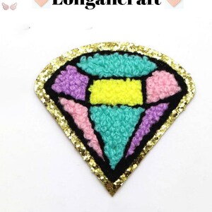 Rainbow Bear Diamond Chenille Patches, Glitter Chenille Embroidered Patch, Cake Patch, Donut ...
