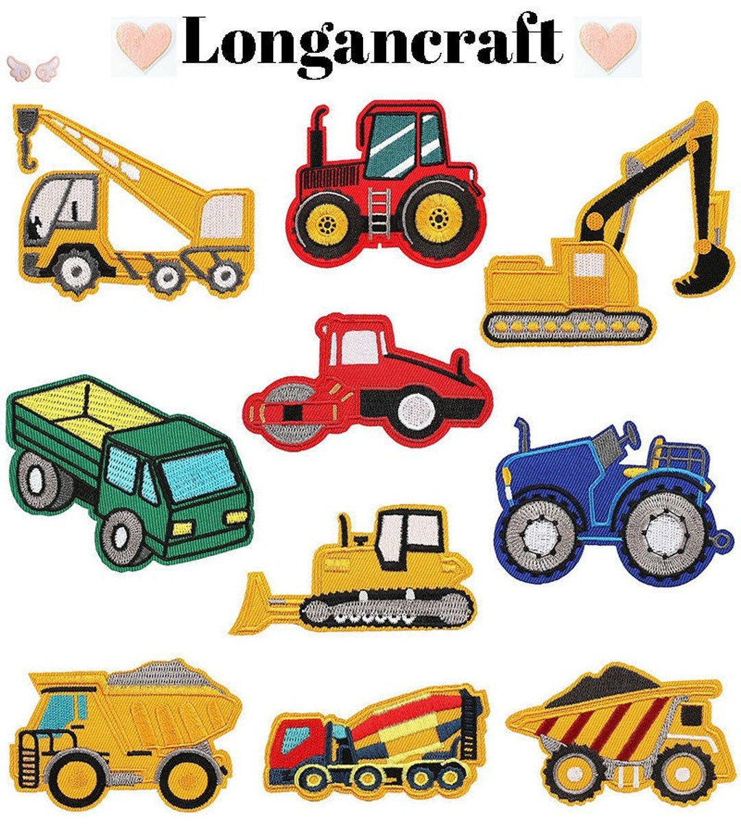 Truck Embroidered Patches, Engineering Vehicle Patches, DIY Embroidery ...