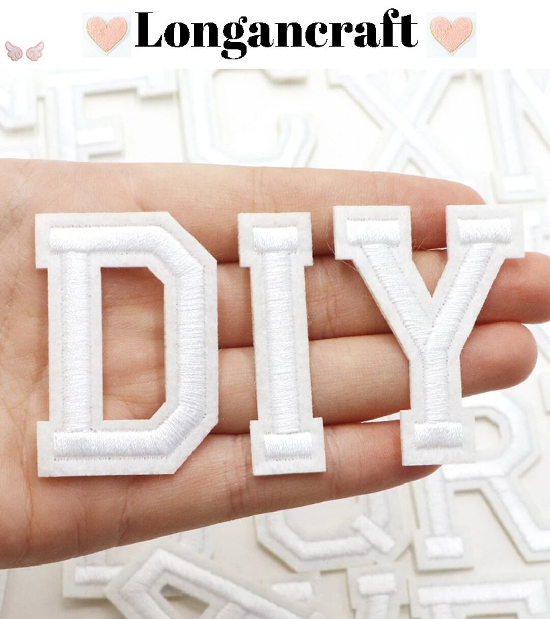 1.9 Inch White Alphabet Letter Embroidery Patch, DIY Name Alphabet ...