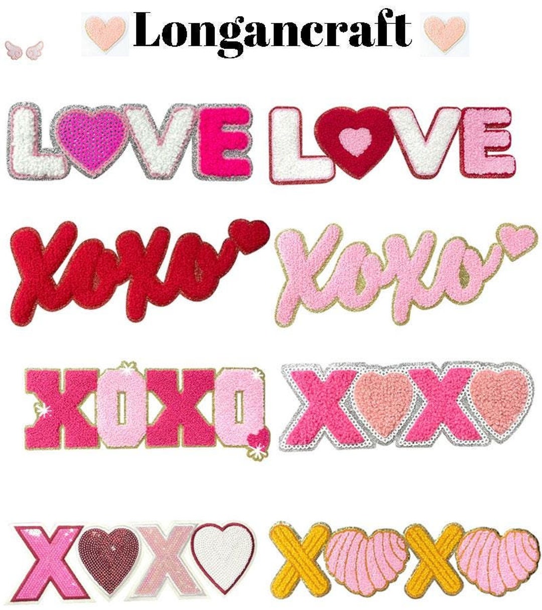 Love Chenille Embroidered Patch, XOXO Letter Patch, Valentine's Day Patches, Iron on Patches - Etsy
