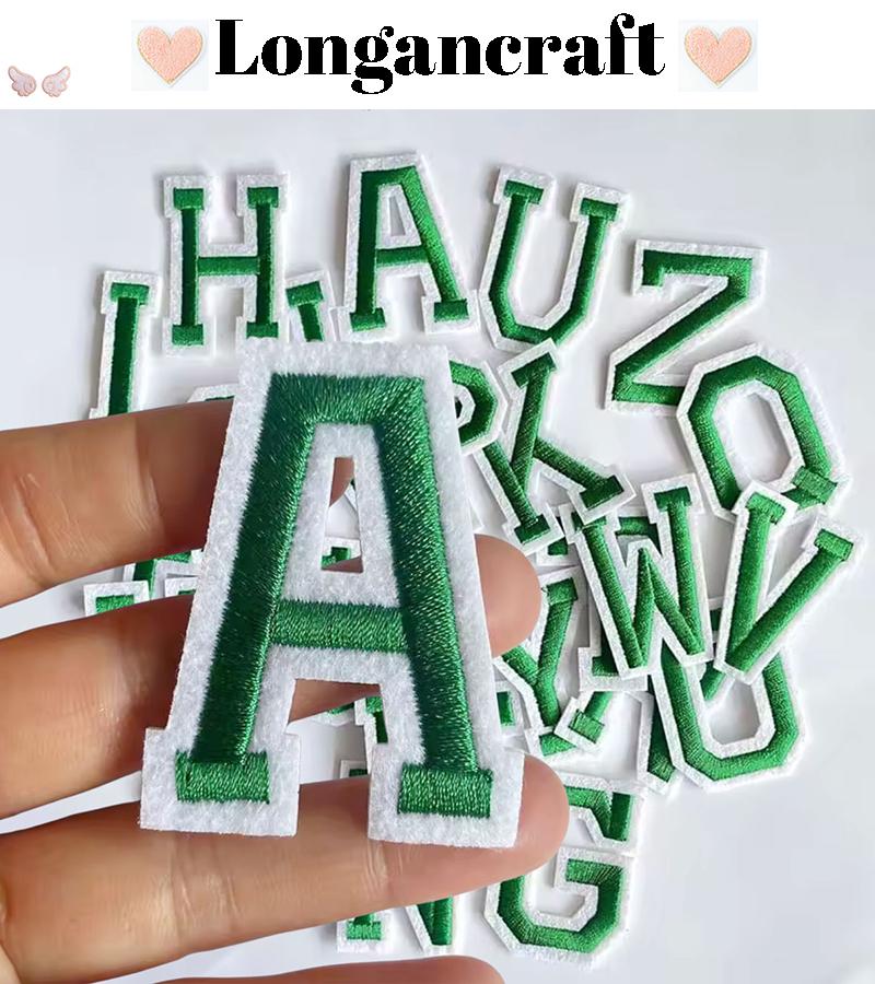 2 Inch Green Alphabet Embroidery Patch, Iron on Letter Applique, Name ...