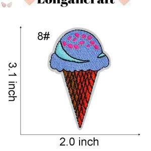 Ice Cream Embroidered Patches, Ice Cream Cone Patch, DIY Decoration ...