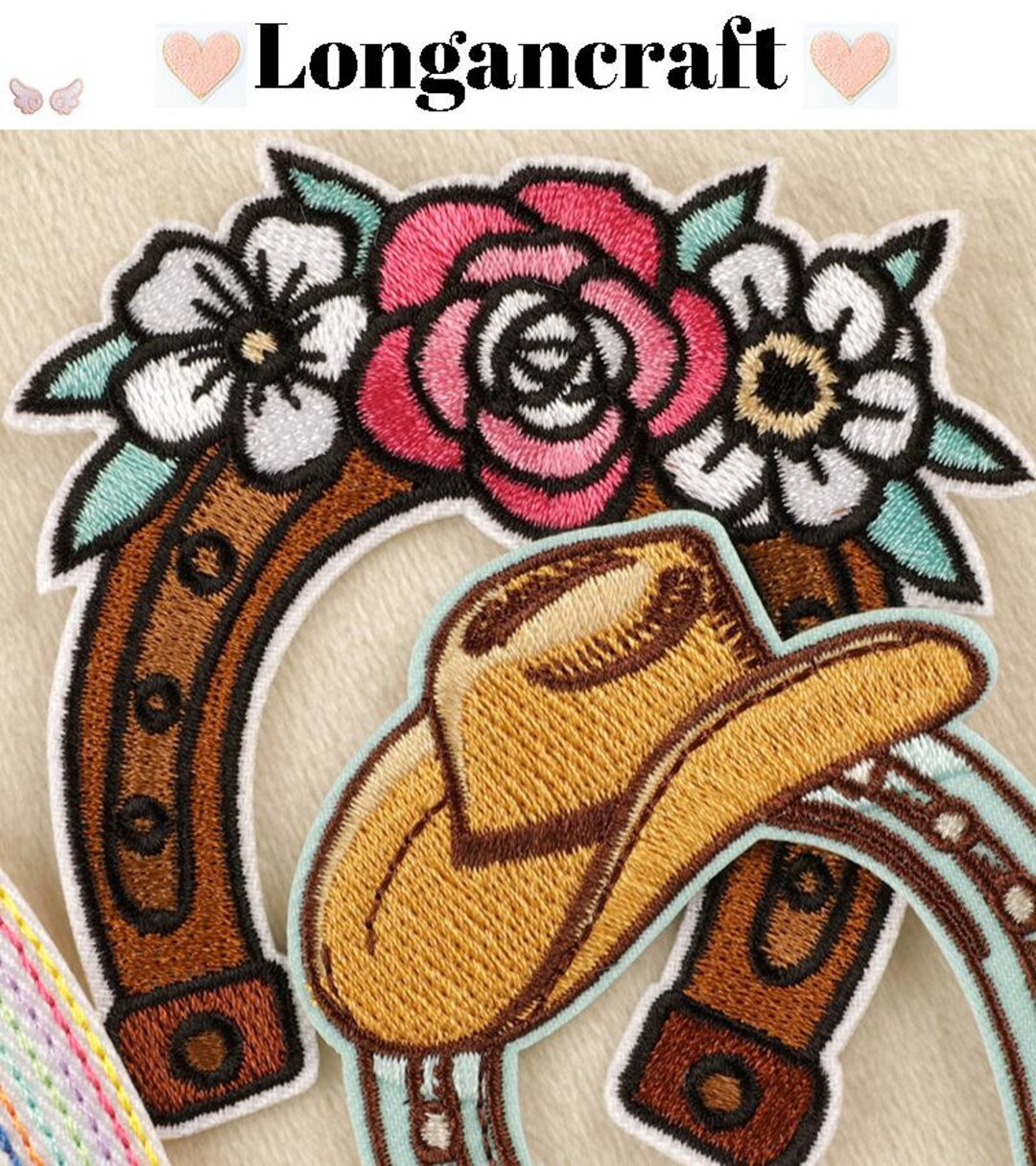 Horseshoe Embroidered Patch, Western Patch, Cool Embroidered Patch ...