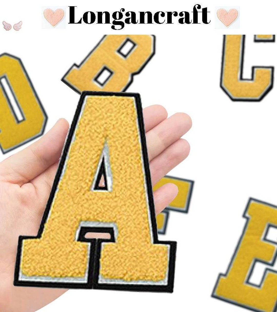 4.7 Inch Yellow Chenille Embroidered Patch, Large Letter Iron on Patch ...