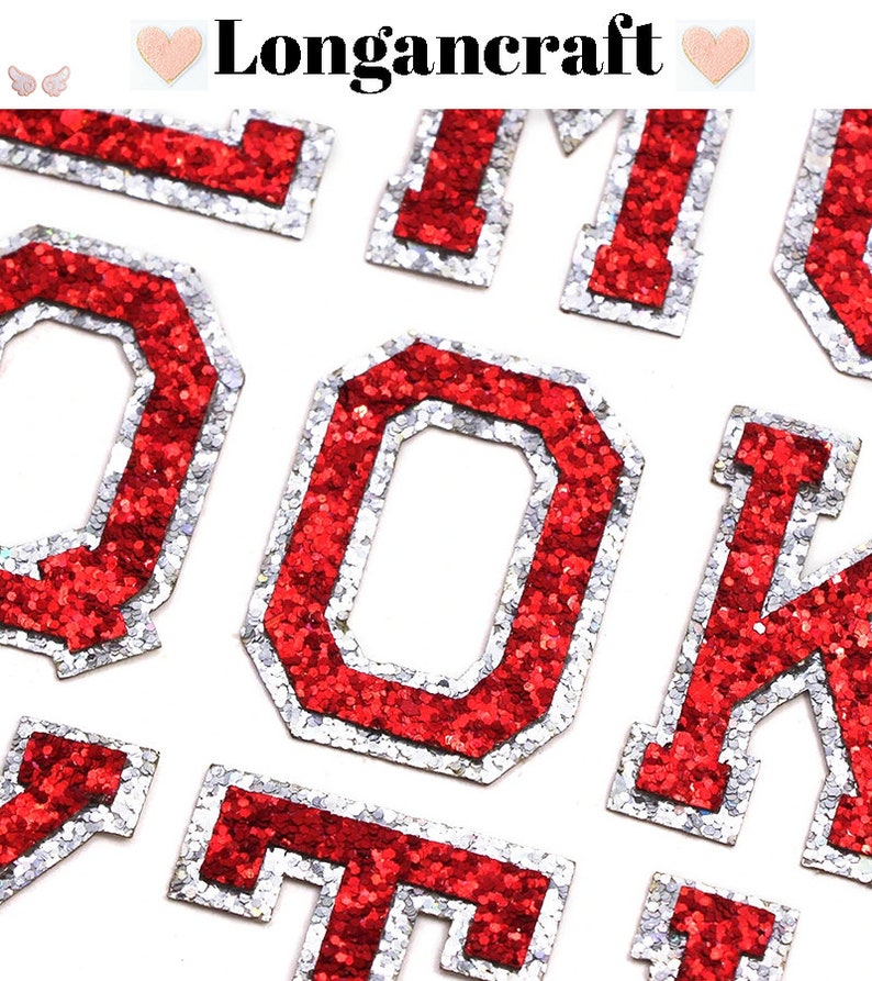 2.0 Inch Red Sequin Letters Patch, Letter Patches Iron On, Letter ...