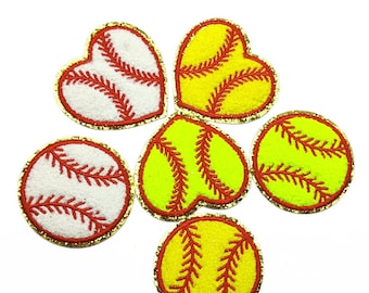 Baseball GOLD Glitter Heart Patch, DIY Patch, Baseball Iron on Patch, Chenille Patch - Etsy