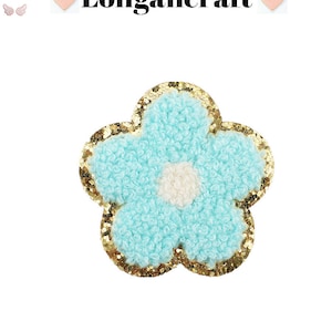 Flower Chenille Glitter Patch, Color Patch, Gold Glitter Embroidered ...