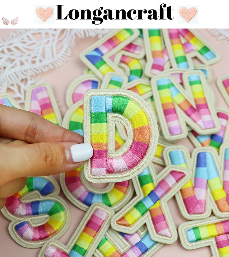 Color Letter Embroidered Patch 2.2 Inch Gold Glitter Self - Etsy