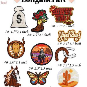 Western Cowboy Embroidered Patch, Cow, Cactus, Horse, Boots, Sunset ...