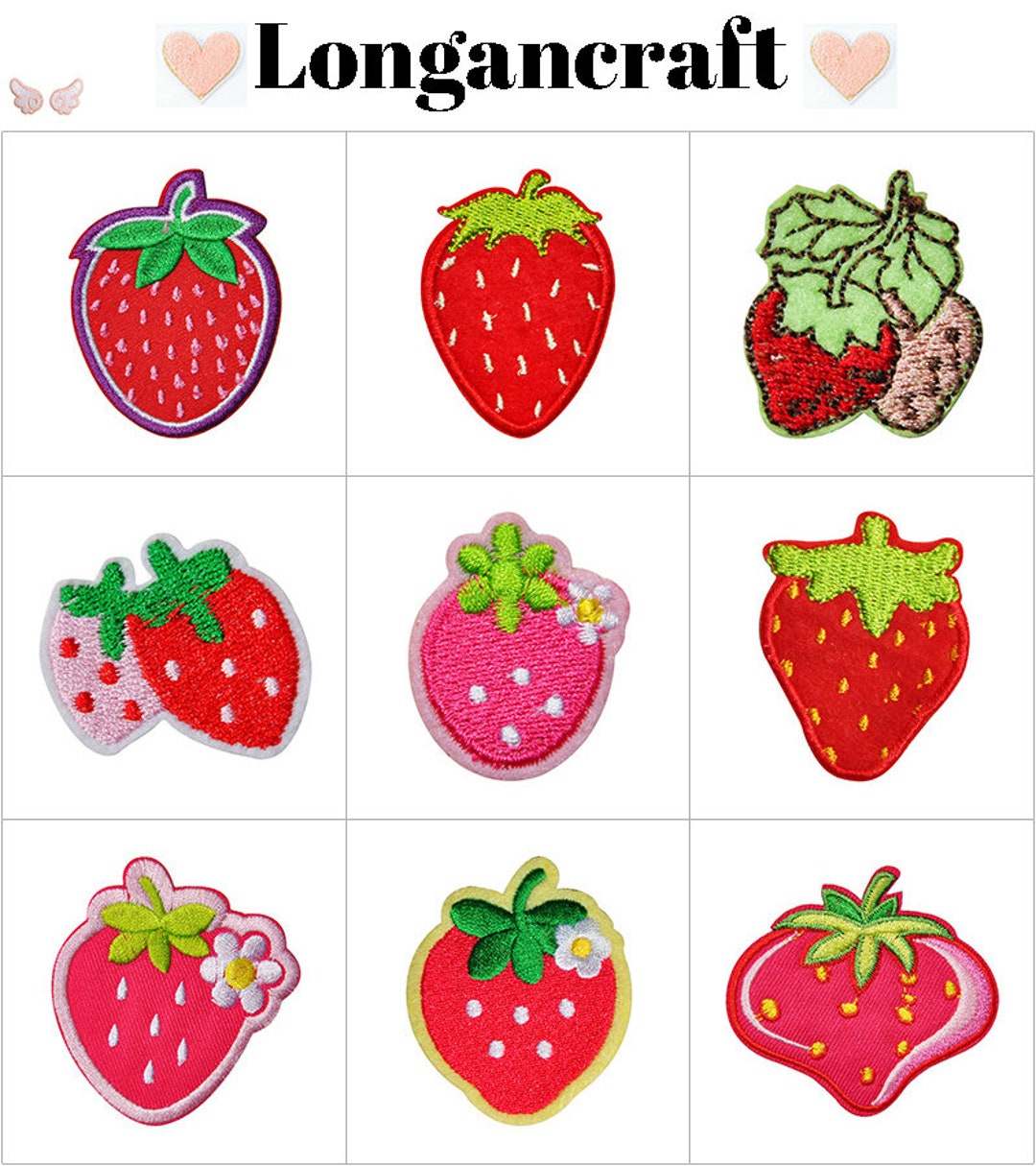 Strawberry Embroidered Patches, DIY Strawberry Flower Embroidery Patch ...