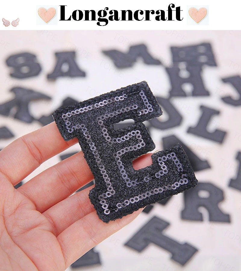 Black Sequins Letters Patch A-Z, Letter Patches Iron On/sew On, Letter ...