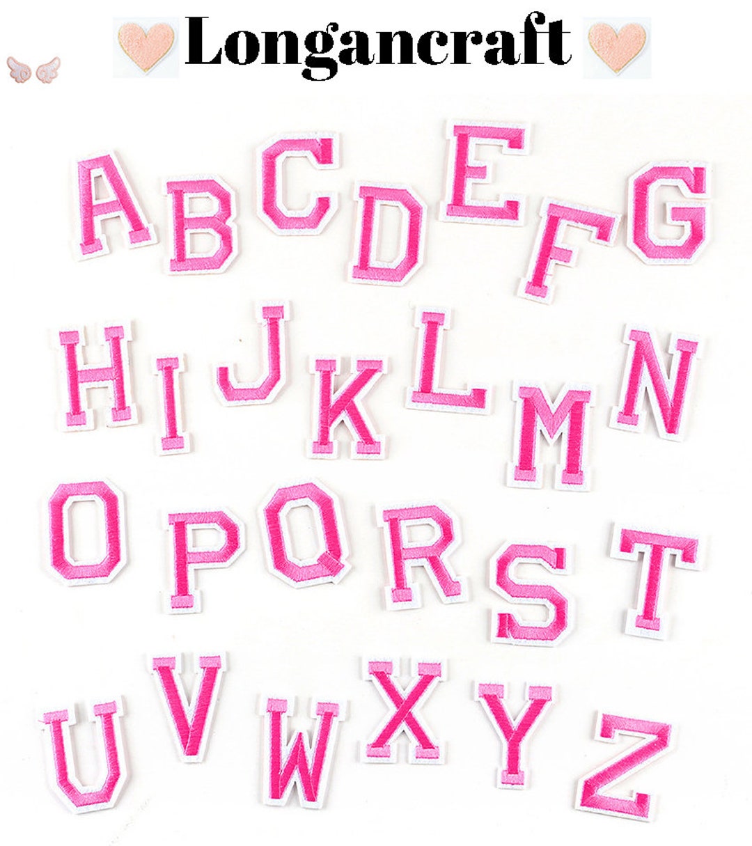 2.0 Inch Pink Alphabet Letter Embroidery Patch, DIY Name Alphabet ...
