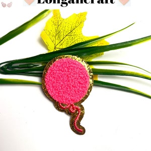 Chenille Balloon Iron on Patch, Gold Glitter Embroidery Applique ...