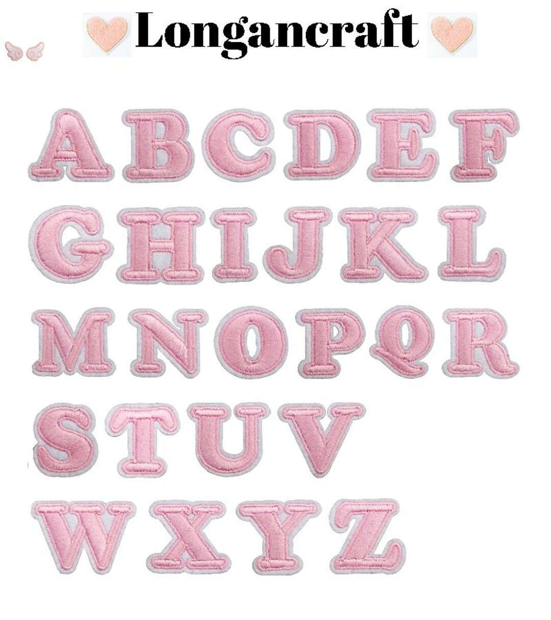 1.0 Inch Mini Pink Alphabet Letter Embroidery Patch, DIY Name Alphabet ...